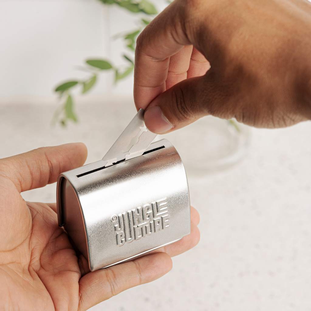 Safety Razor Blade Disposal Tin • Used Blades Storage Bank | Minimal Impact